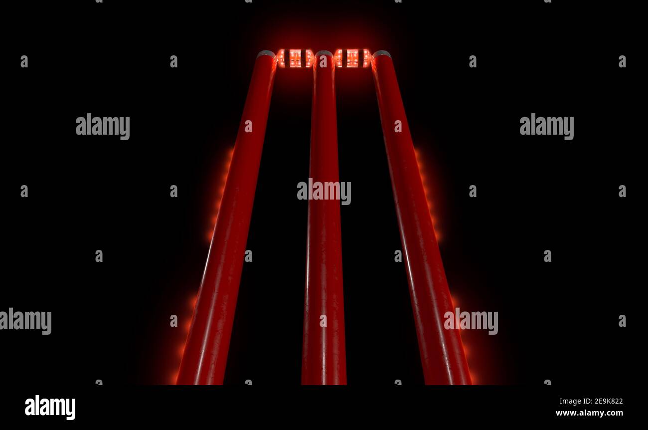Red electronic cricket wickets with bails and illuminating LED lights ...