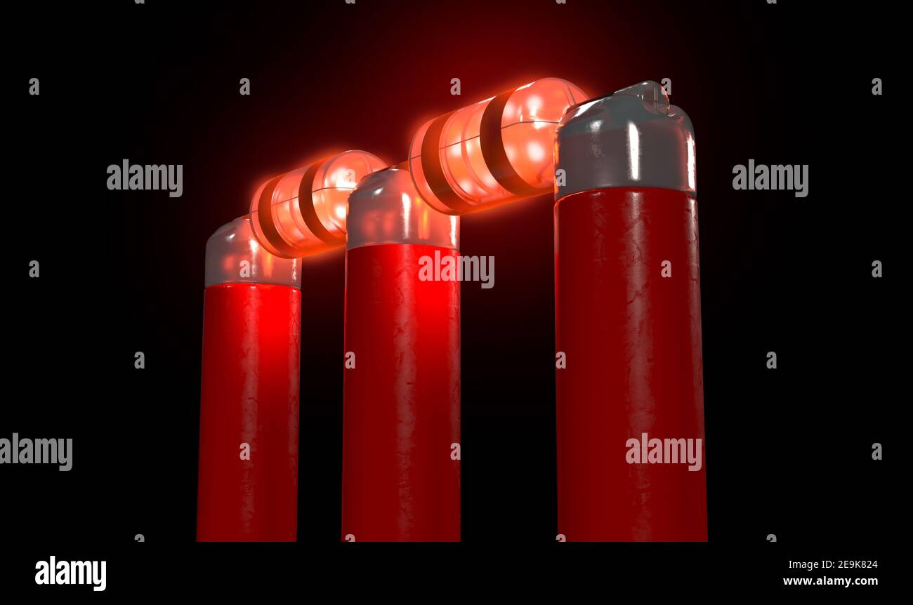 Red electronic cricket wickets with bails and illuminating LED lights ...