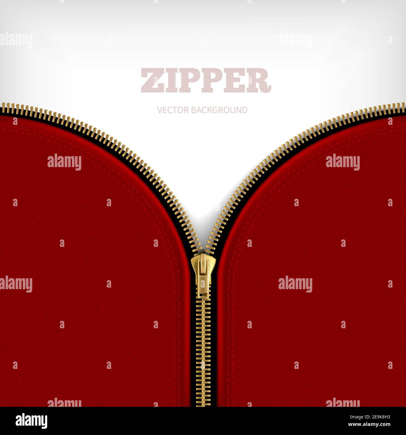 Zipper background blank with golden metallic half open zipper with ...
