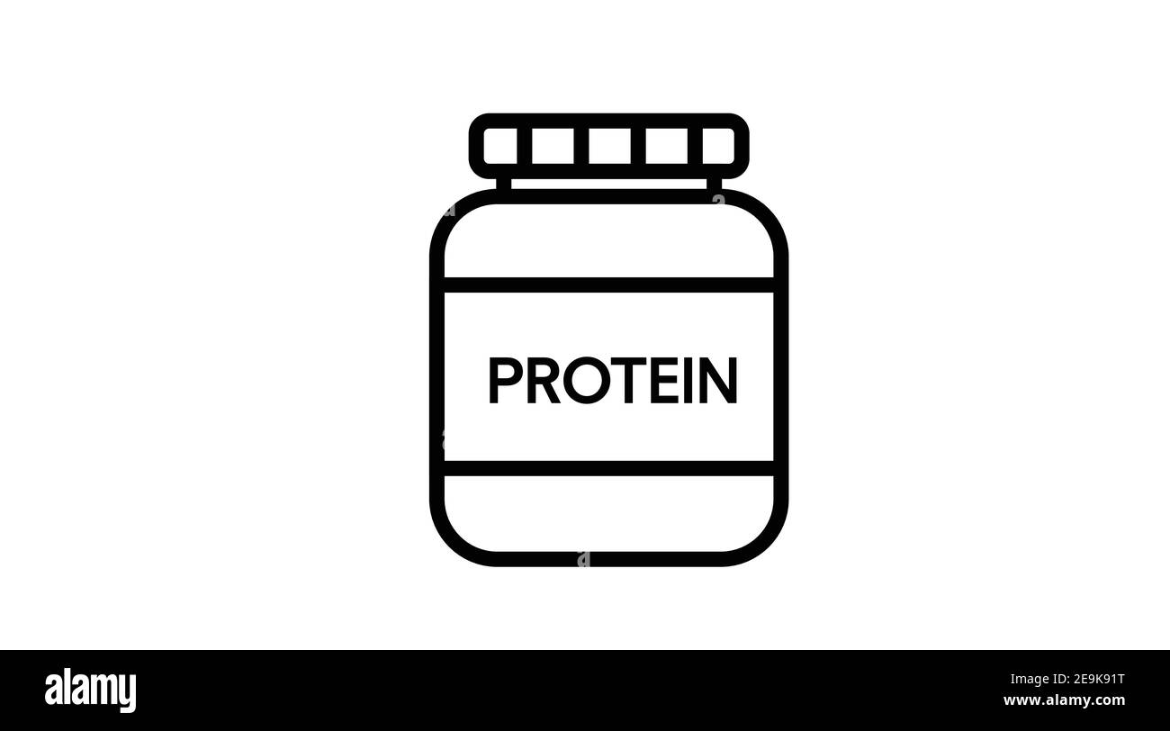 Vector Isolated Illustration of a Protein Bottle. Black and White ...