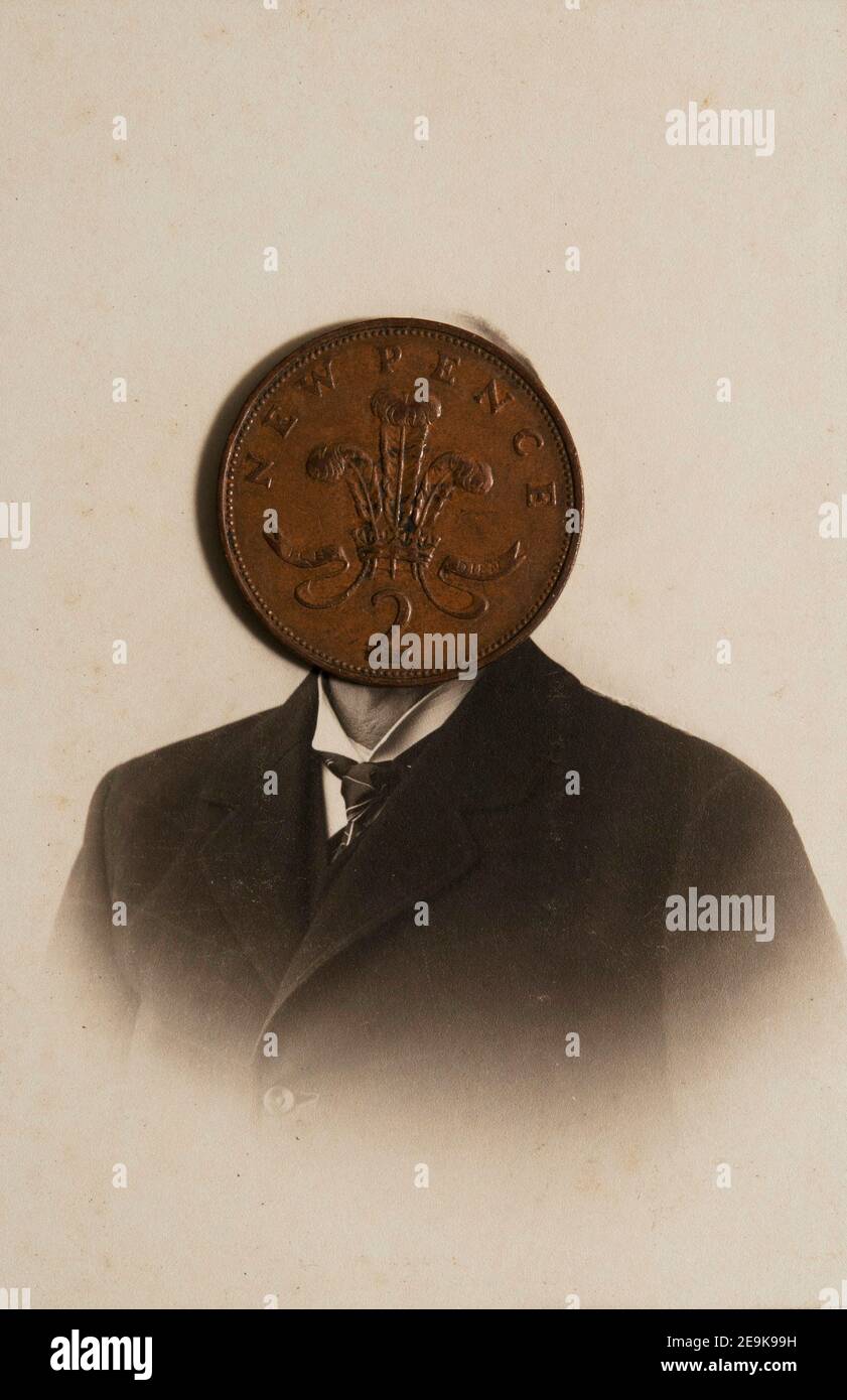 Coin covering man face hi-res stock photography and images - Alamy