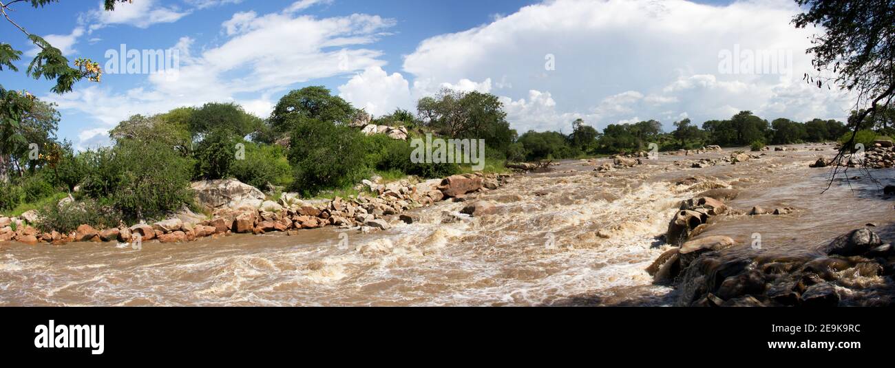 On a normal seasons rainfall the high water mark of the Great Ruaha ...