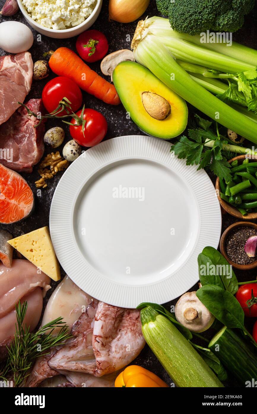 Ketogenic diet concept, ingredients for healthy food. Various balanced ...