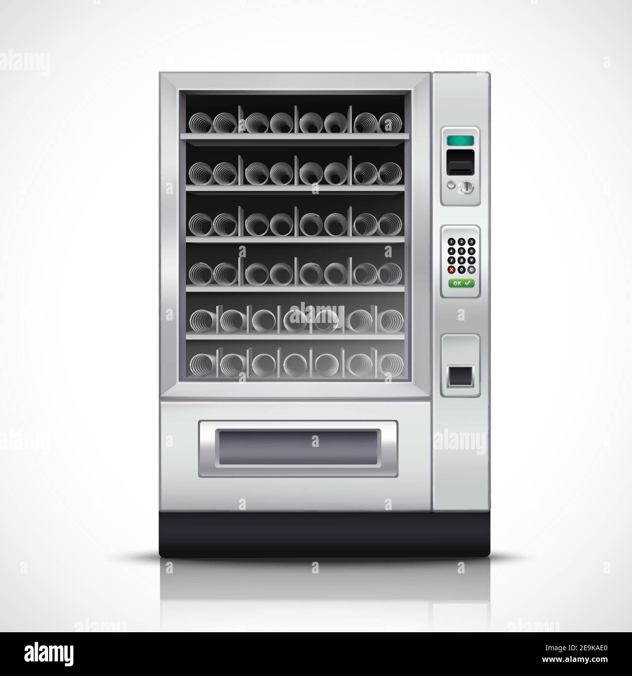 Realistic modern vending machine with steel body and electronic control ...