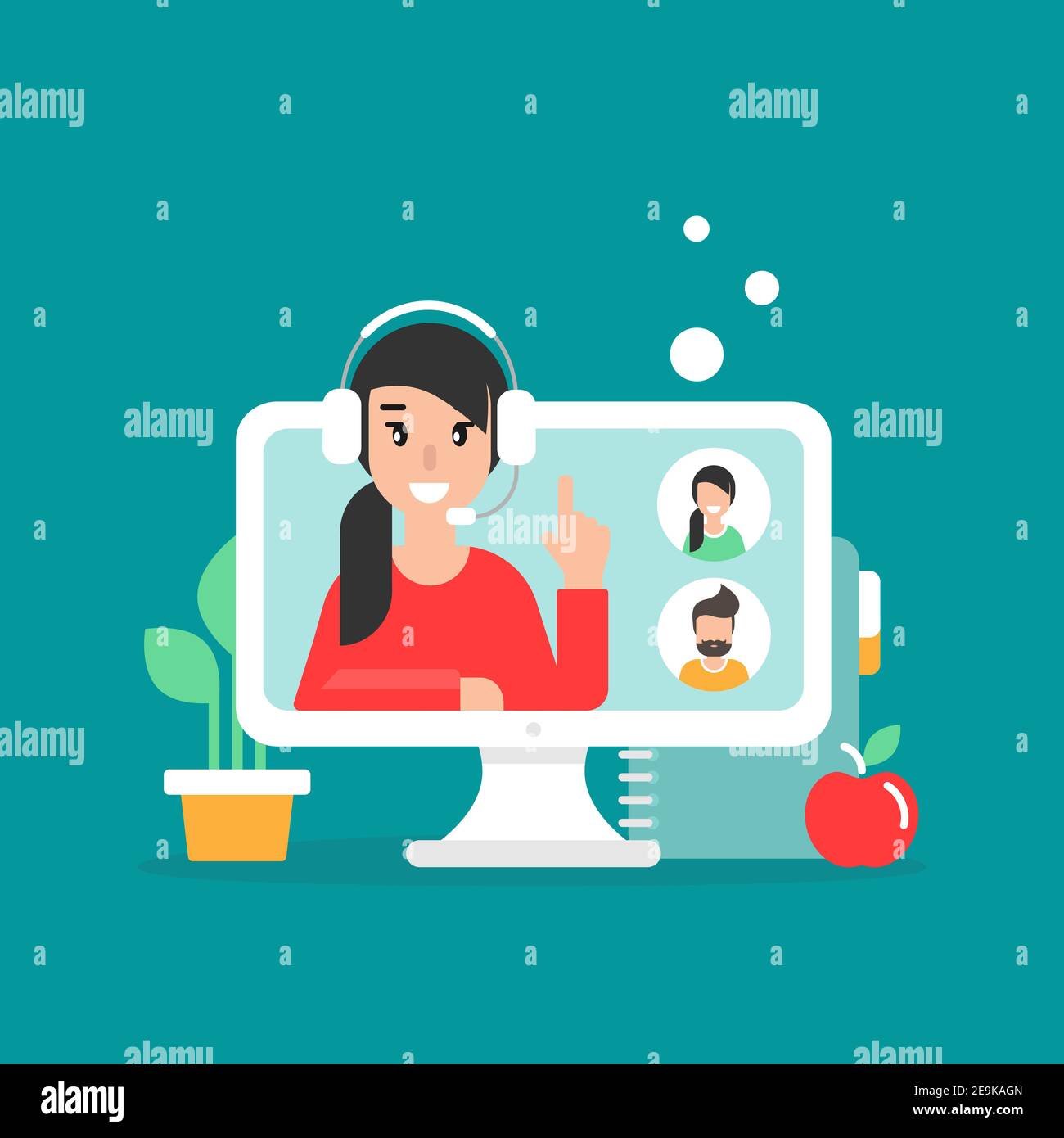 Webinar, online class, remote team work concept. Learn and study via ...