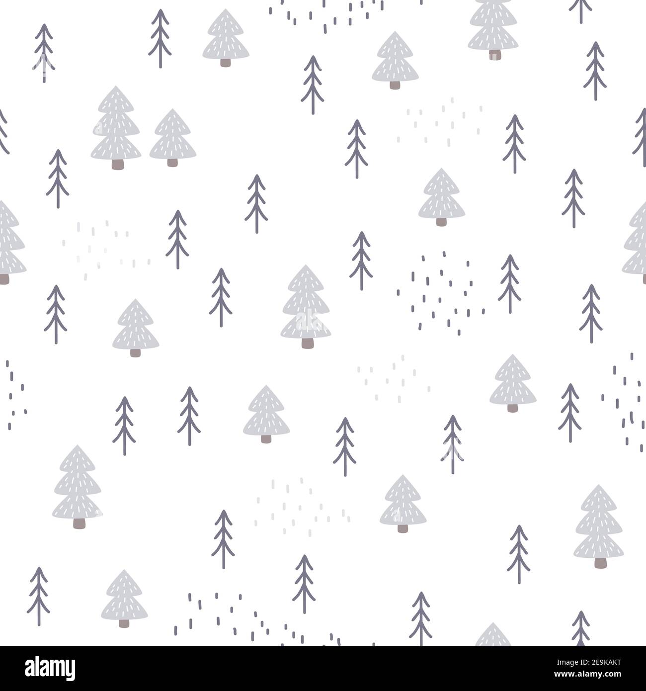 Seamless hand-drawn forest pattern in Scandinavian style. Kids vector ...