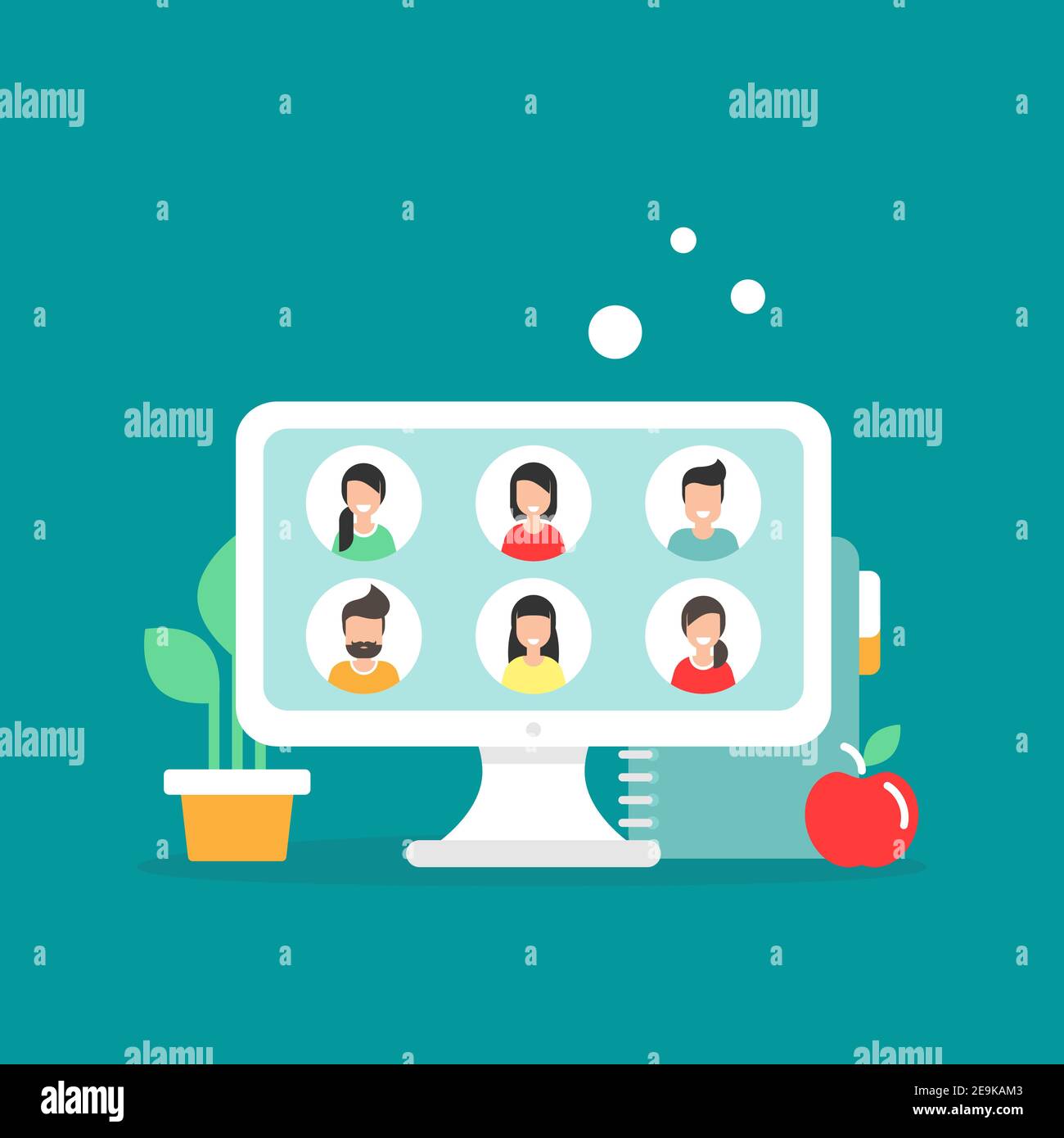 Webinar, online class, remote team work concept. Learn and study via ...