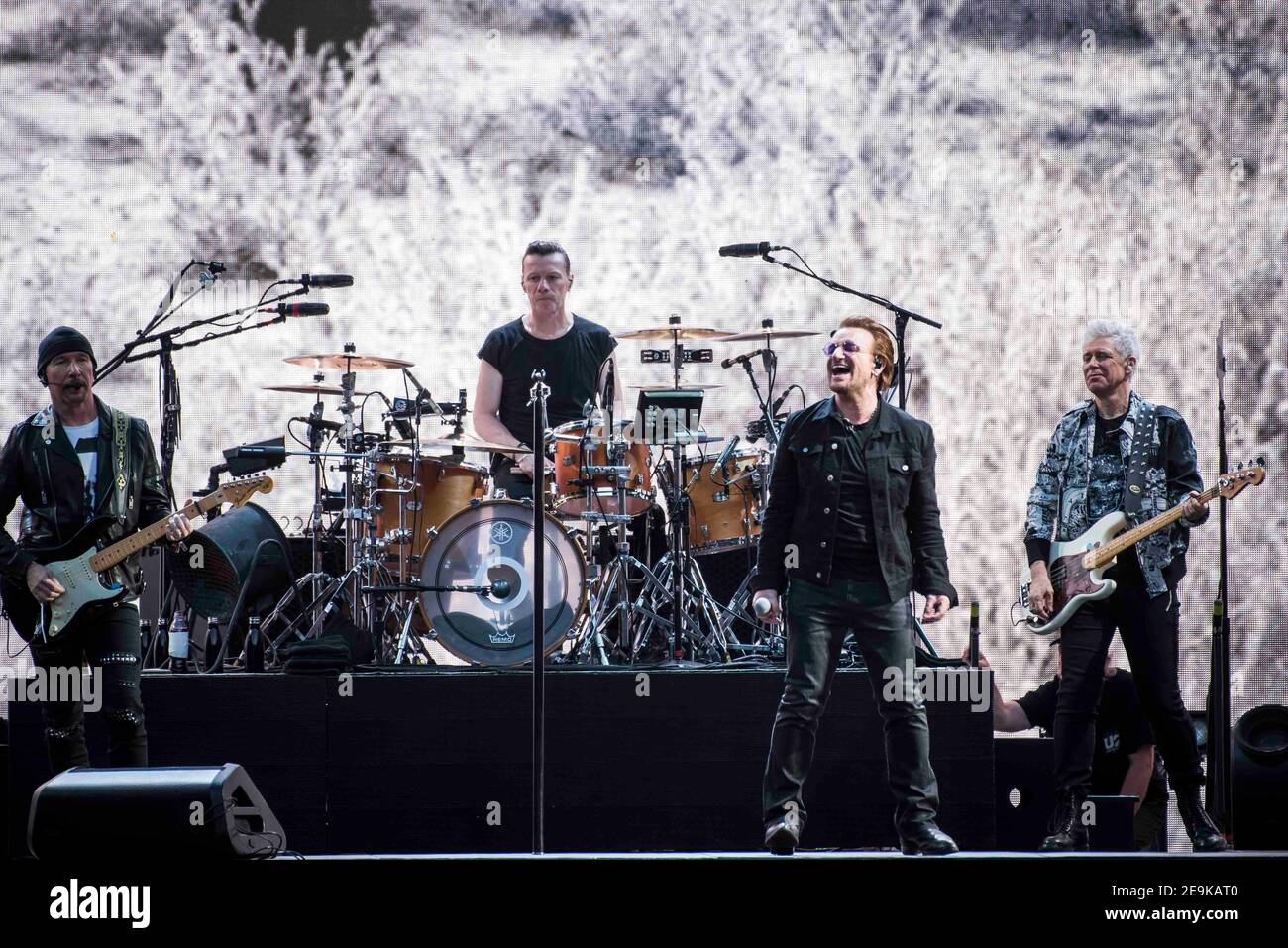 The Edge, Larry Mullen Jr Bono and Adam Clayton of U2 perform Joshua ...