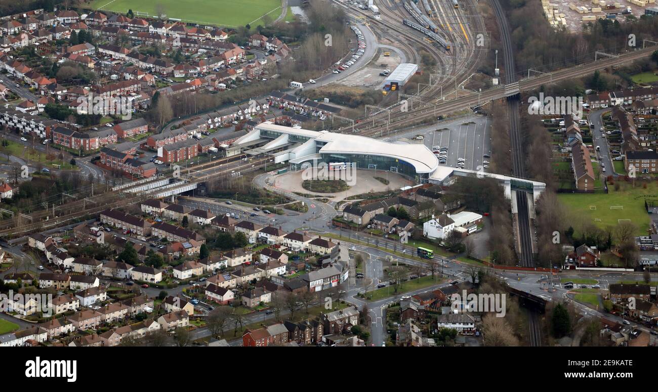 aerial view of Liverpool South Parkway railway station Stock Photo - Alamy