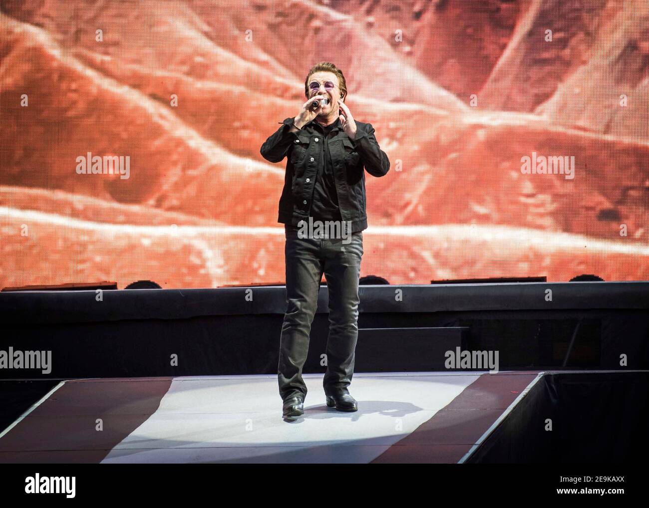Bono of U2 performs Joshua Tree live on stage at Twickenham Stadium ...