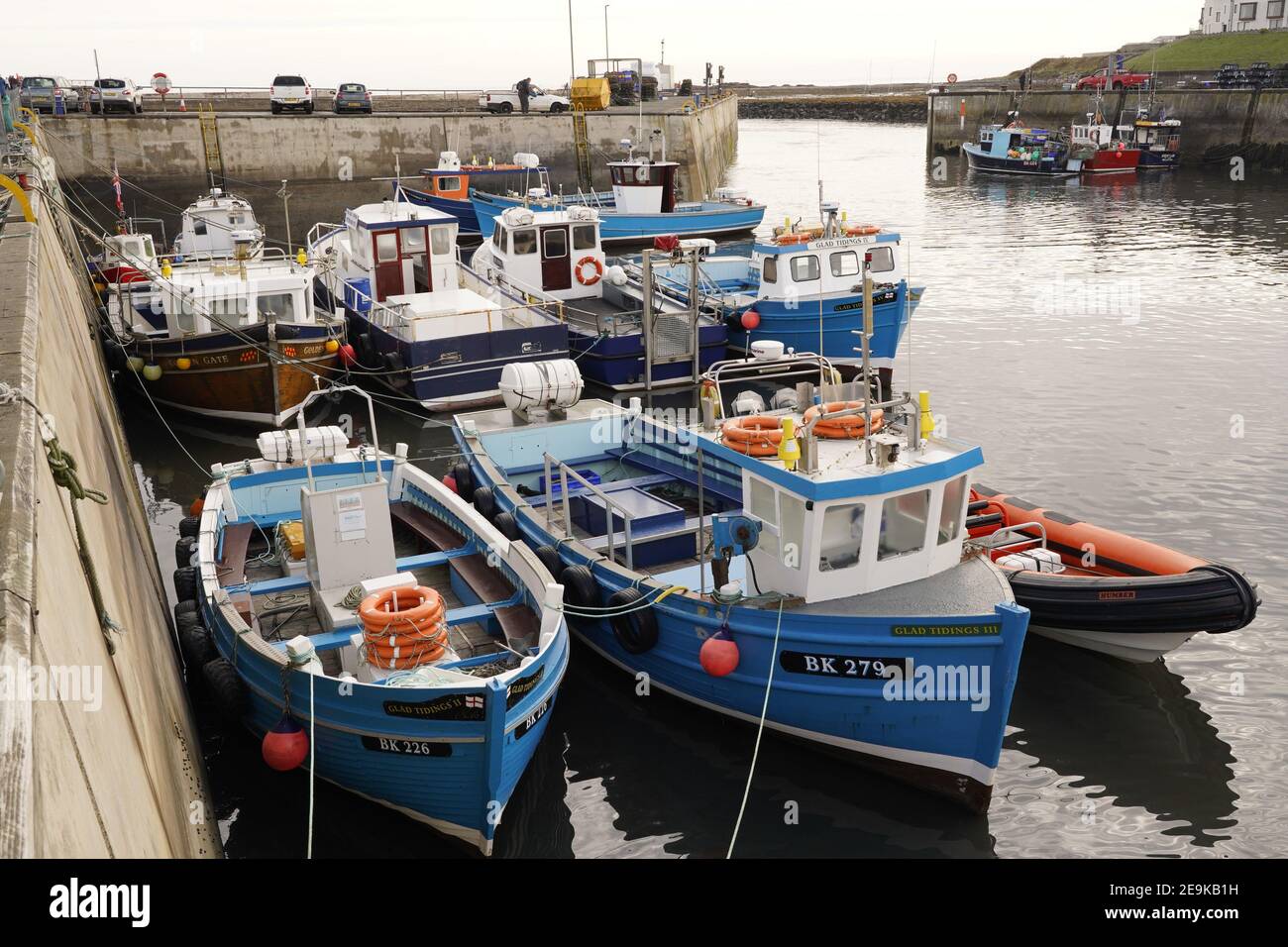 working fishing port of Seahouses in Northumberland, England Stock ...
