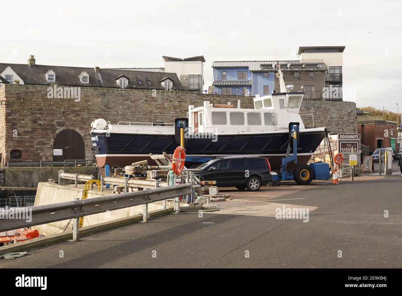 working fishing port of Seahouses in Northumberland, England Stock ...
