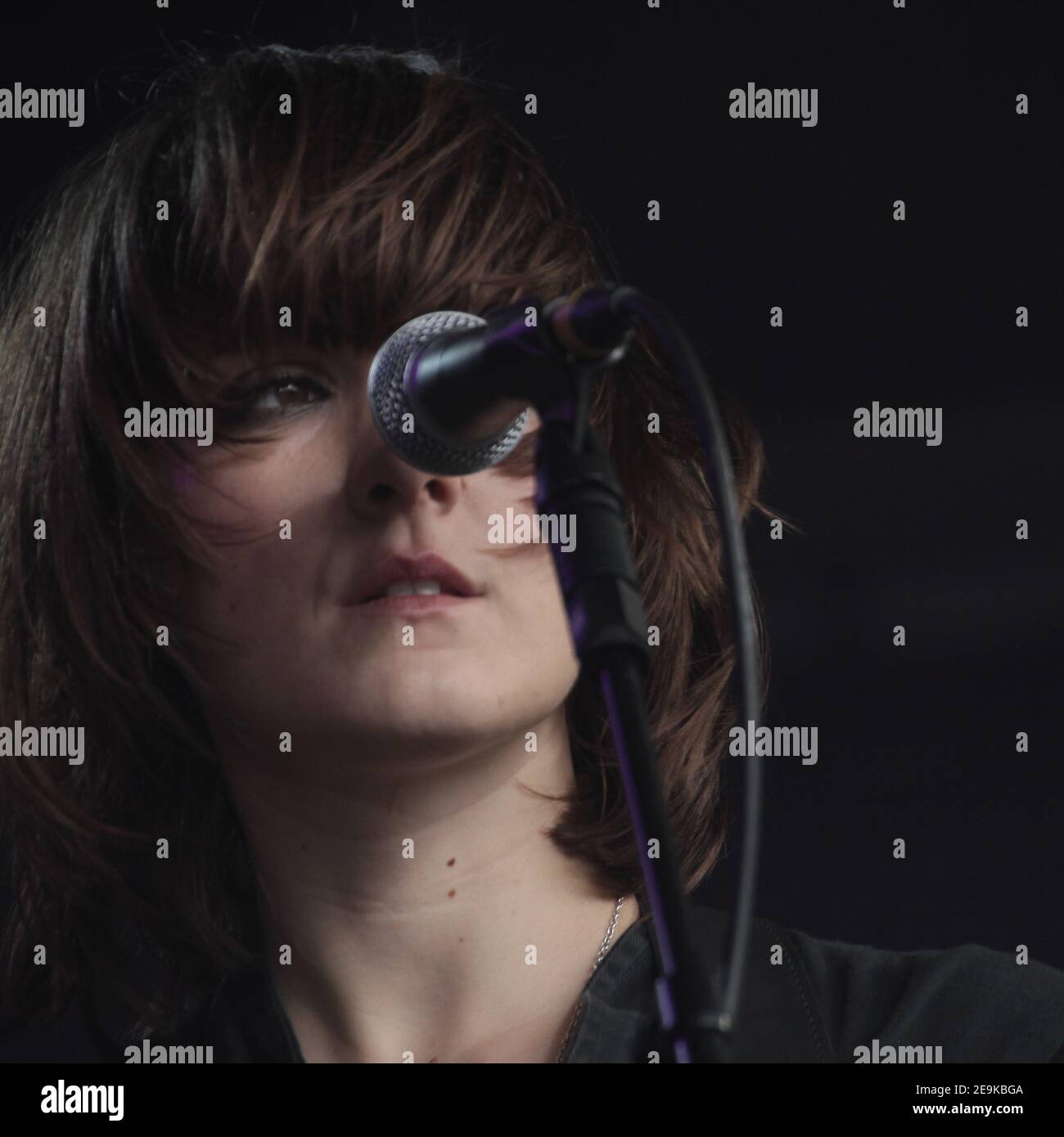 Cate le Bon performing at the 2014 End of the Road festival at Larmer ...