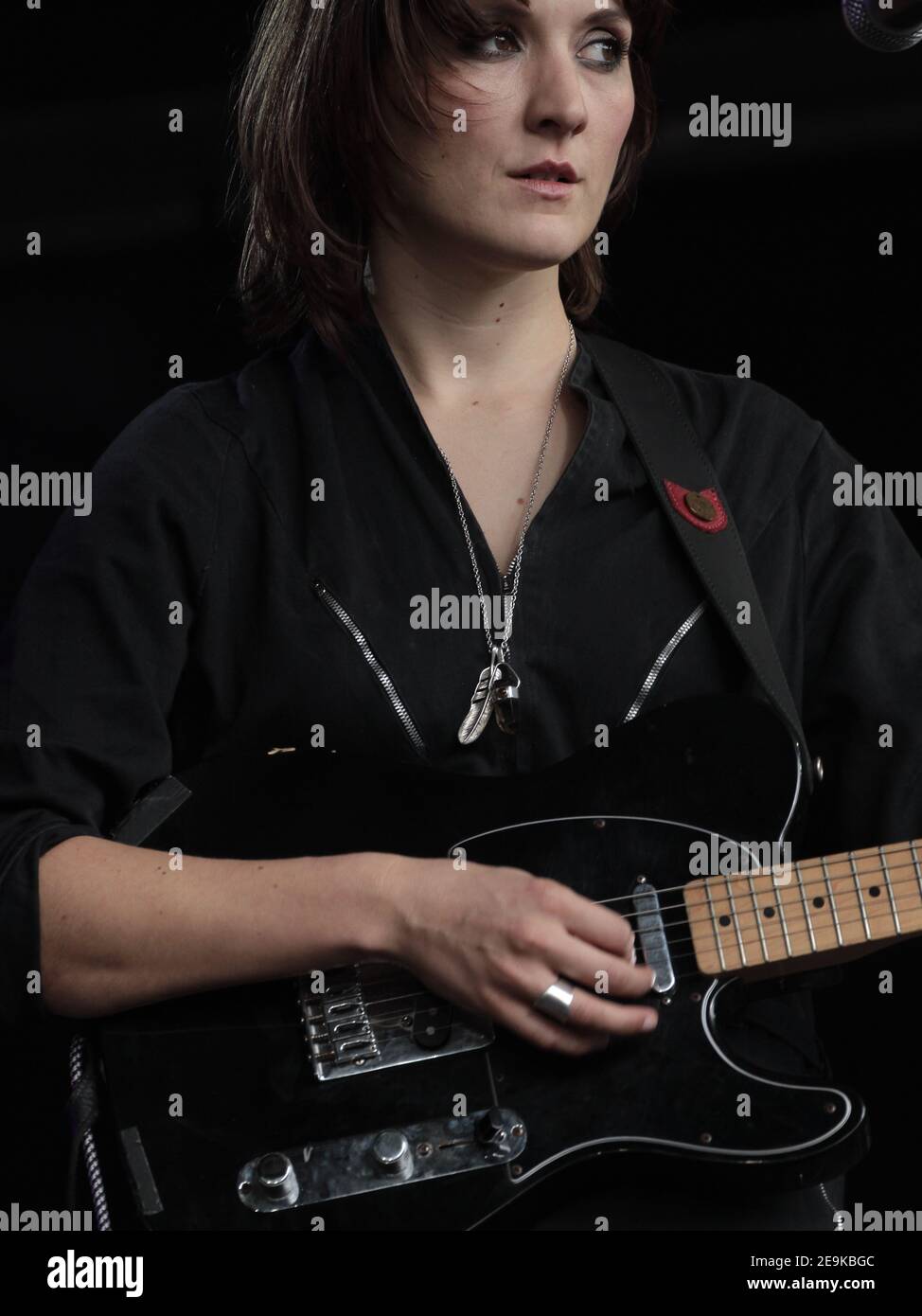 Cate le Bon performing at the 2014 End of the Road festival at Larmer ...