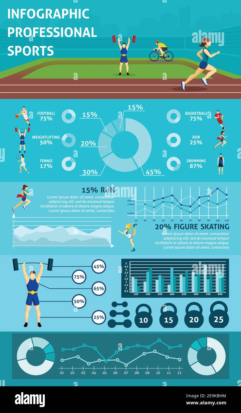 Professional sport Infographic with people icons graphics and charts ...