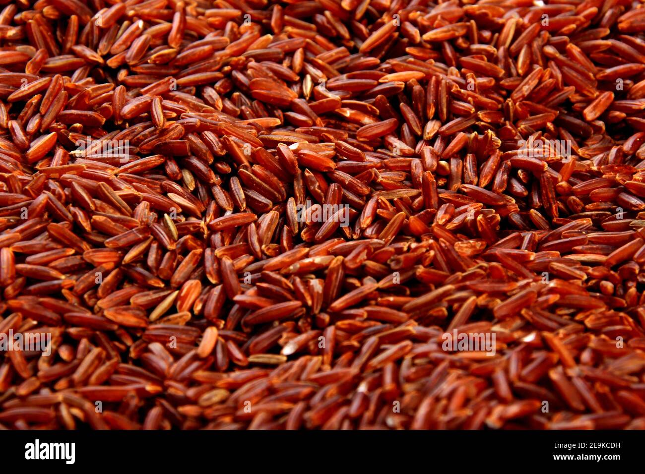 raw red rice background. uncooked brown wild rice, top view Stock Photo ...