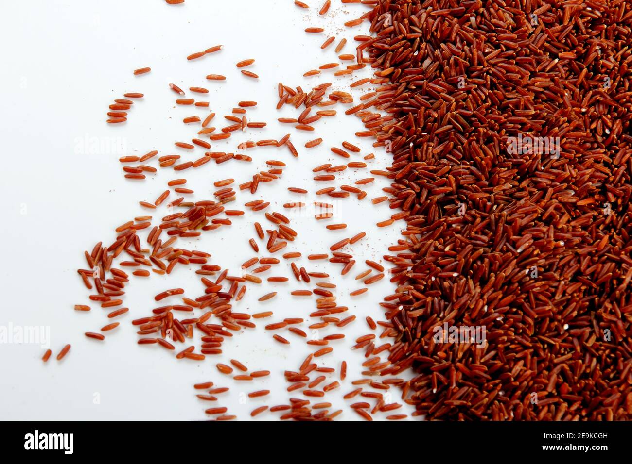 raw red rice background. uncooked brown wild rice, top view Stock Photo ...
