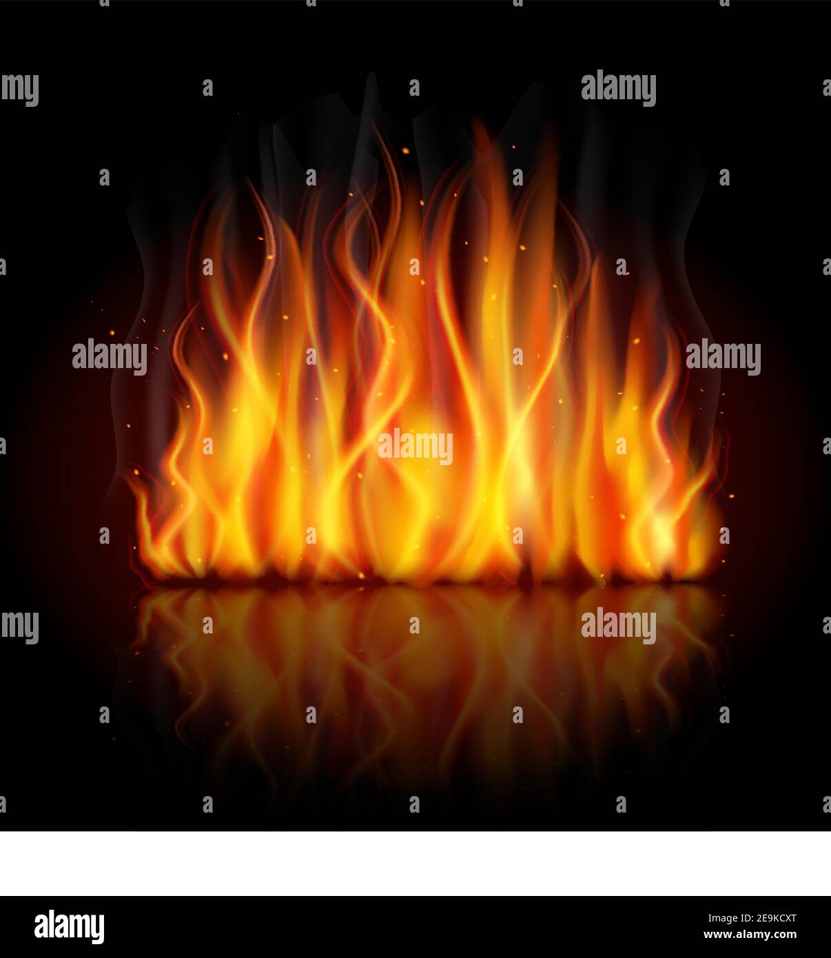 Burning fire campfire hot flame strokes realistic on dark background ...