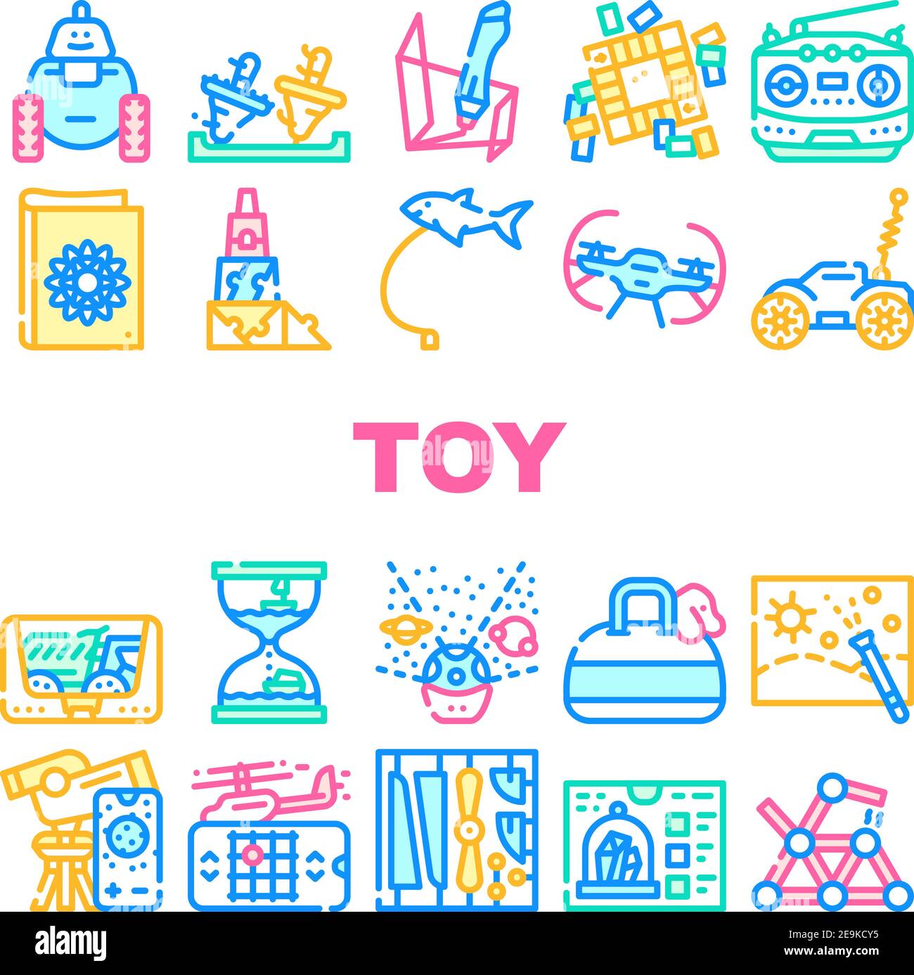Toy And Children Game Collection Icons Set Vector Stock Vector Image ...