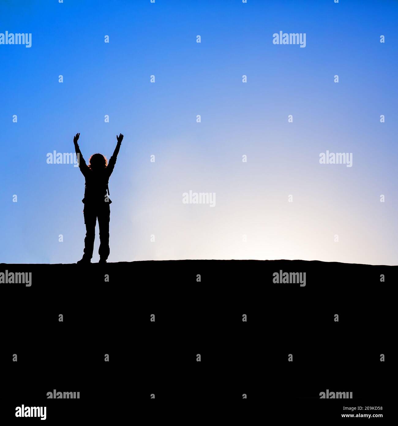 Woman hands up silhouette hi-res stock photography and images - Alamy