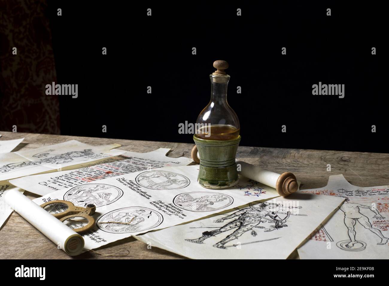 Medieval physician's medical charts with urine bottle Stock Photo - Alamy