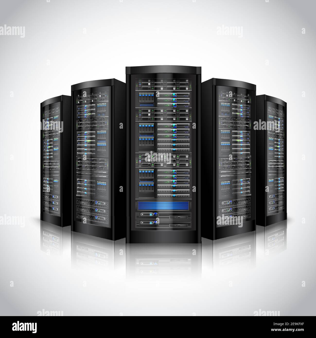 Network servers computer hardware technology decorative elements set ...