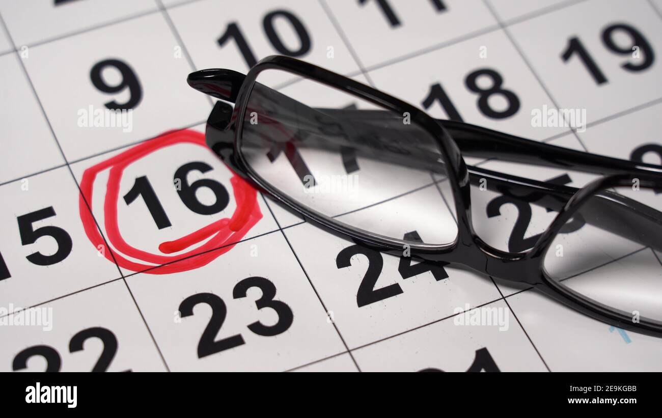 The Date is Highlighted in Red on the Calendar Stock Photo - Alamy