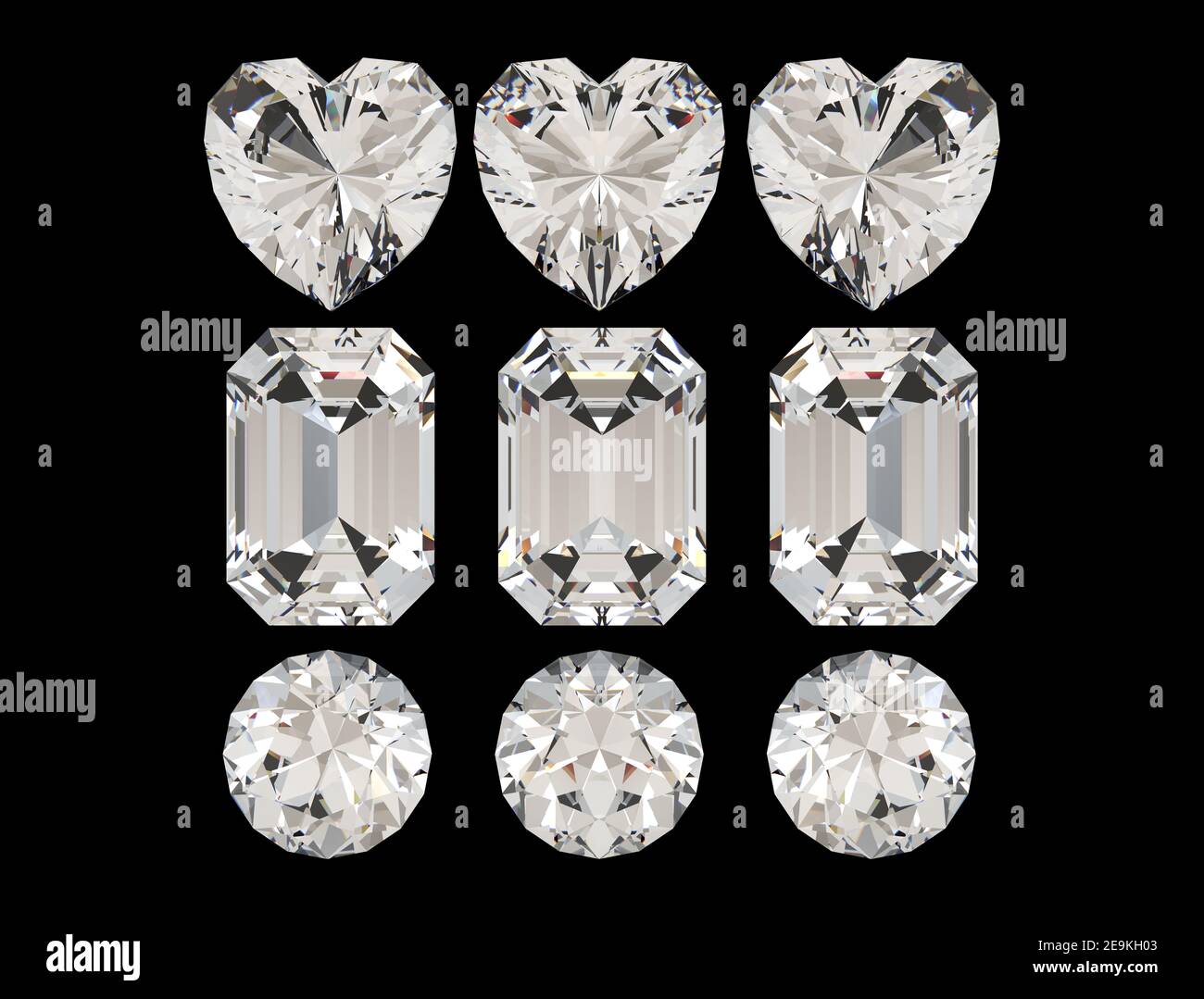 Set of diamonds isolated on grey background. 3d render-illustration ...