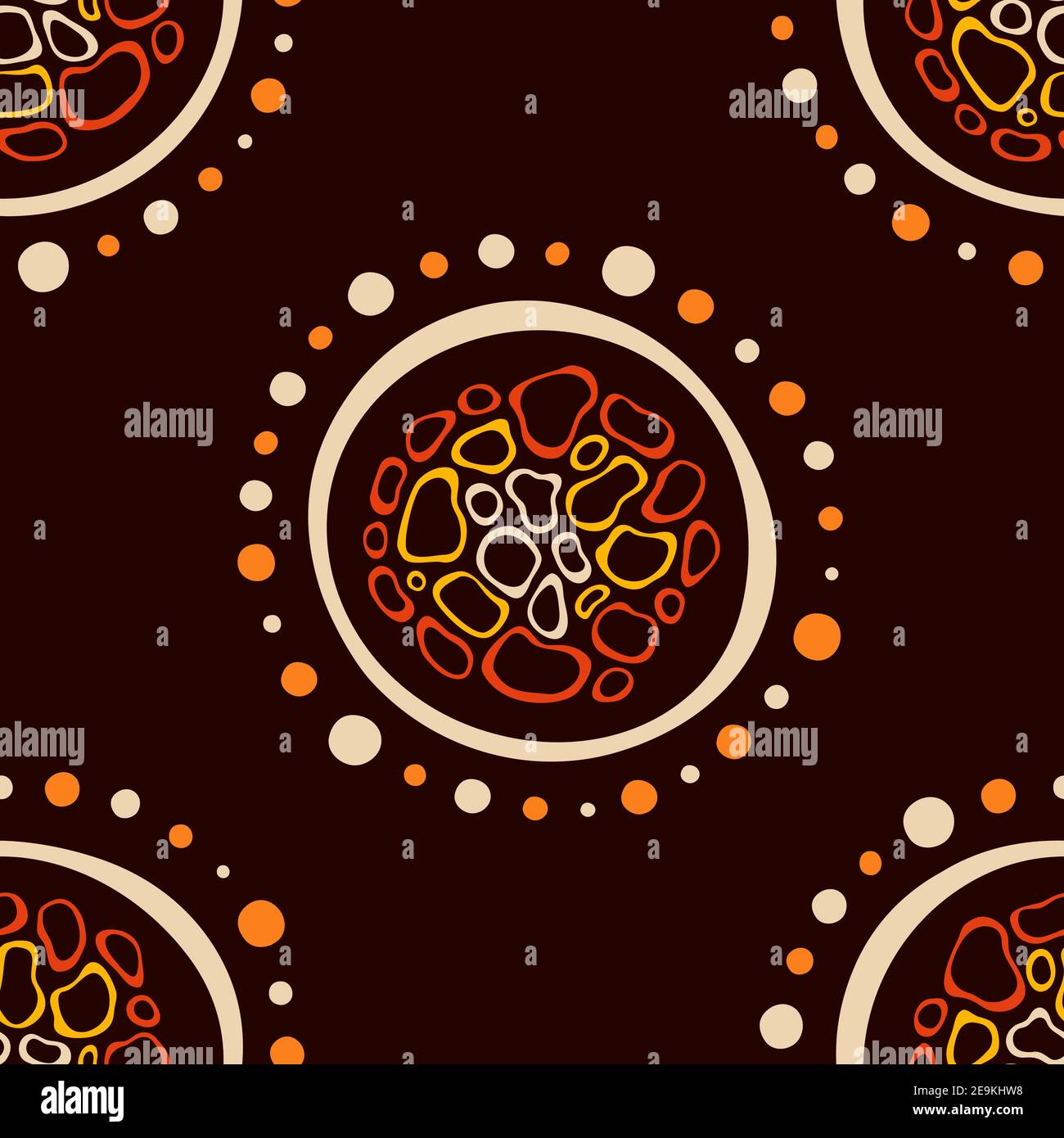 Australian aboriginal seamless pattern with circles, crooked stripes ...