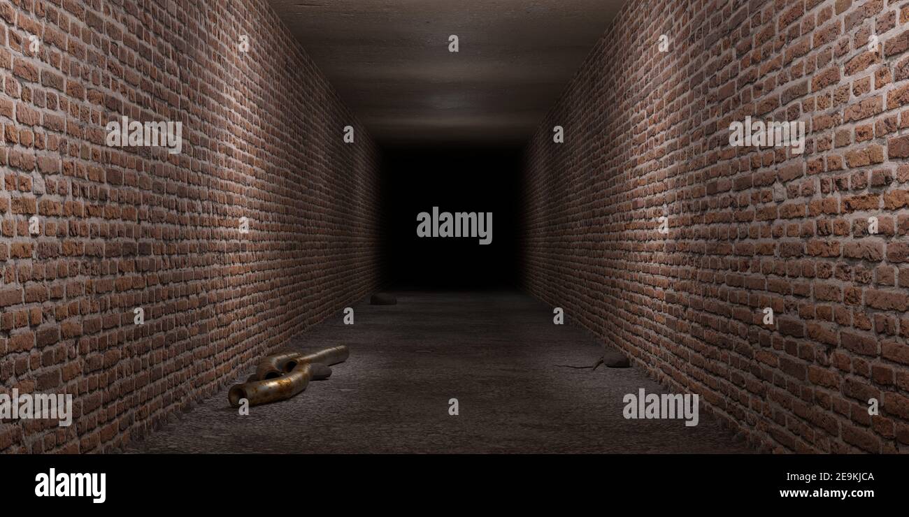 3d rendering of an old and deep brick tunnel Stock Photo - Alamy