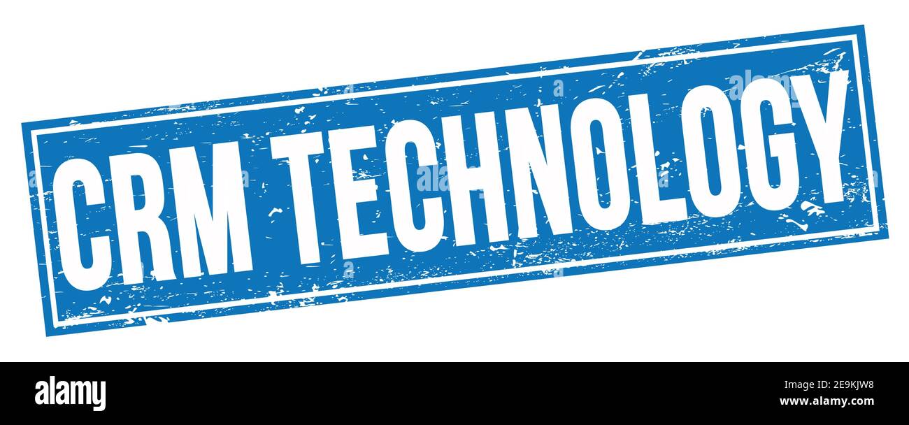 CRM TECHNOLOGY text on blue grungy rectangle stamp sign Stock Photo - Alamy