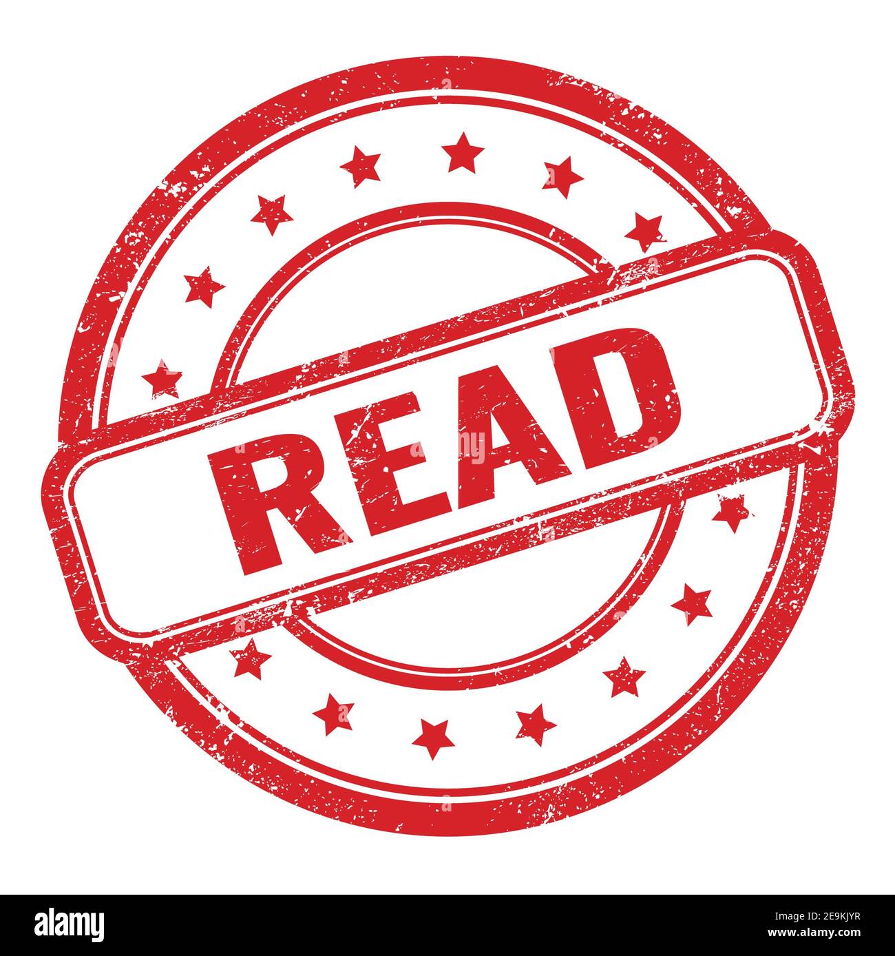 READ text on red grungy vintage round rubber stamp Stock Photo - Alamy