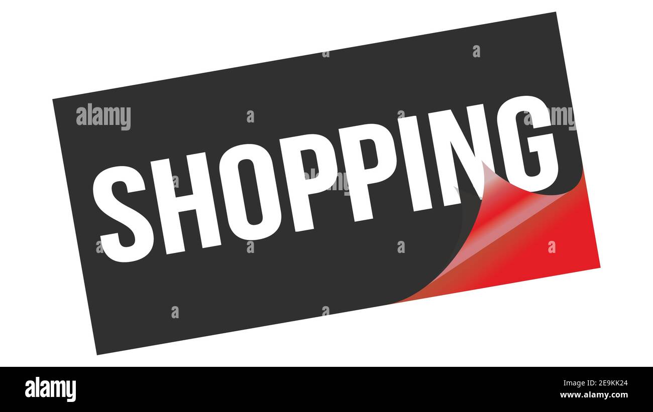 SHOPPING text written on black red sticker stamp Stock Photo - Alamy