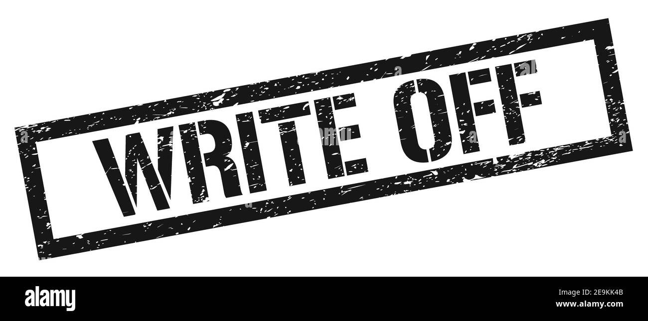 WRITE OFF black grungy rectangle stamp sign Stock Photo - Alamy