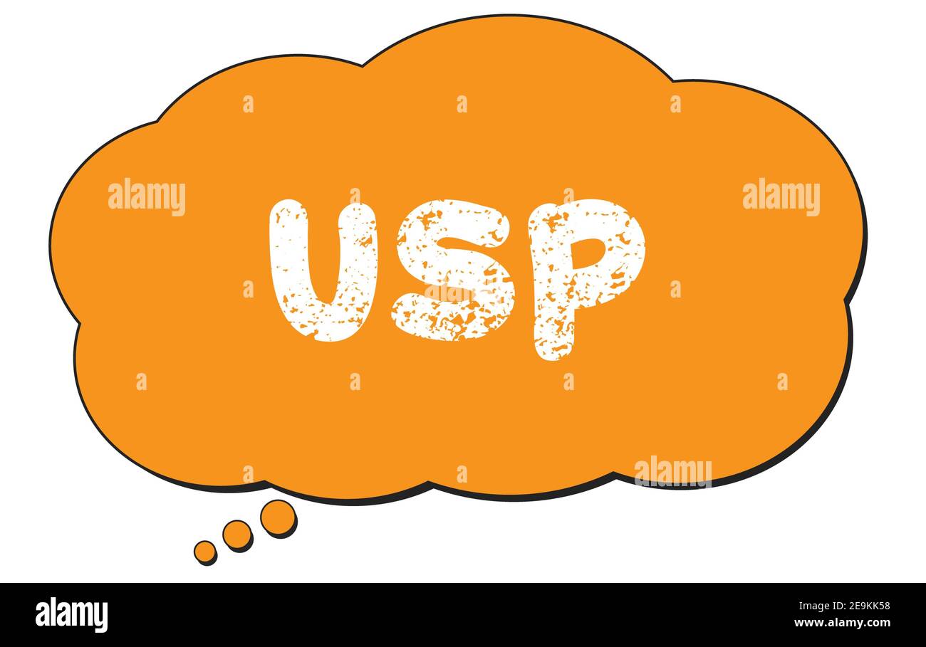 USP text written on an orange thought cloud bubble Stock Photo - Alamy