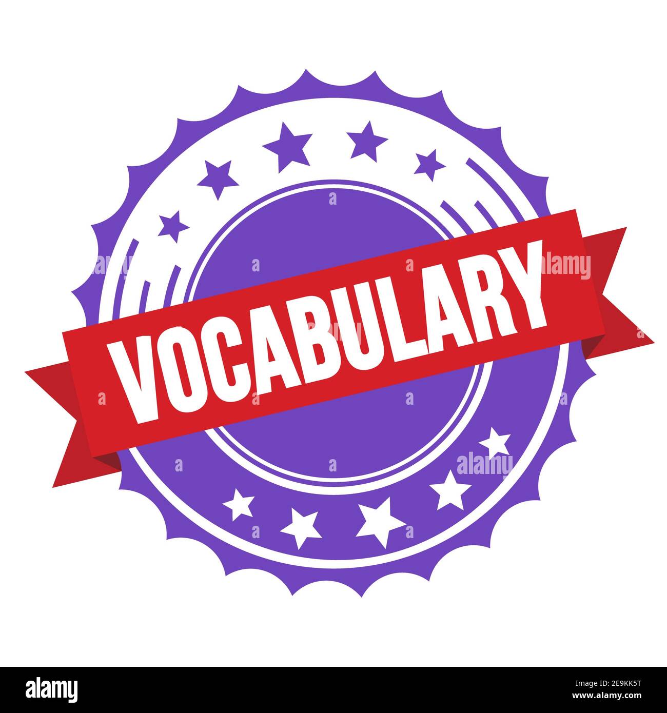 VOCABULARY text on red violet ribbon badge stamp Stock Photo - Alamy