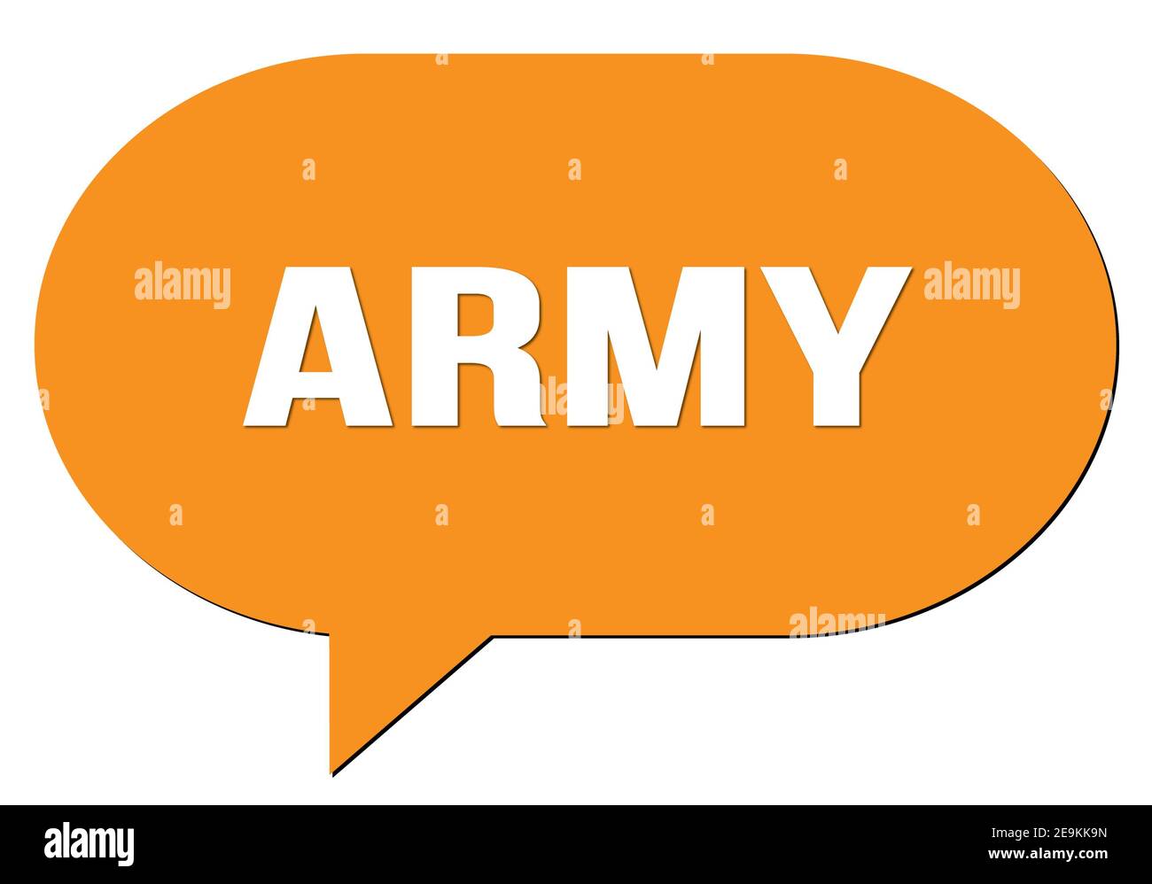 ARMY text written in an orange speech bubble stamp Stock Photo - Alamy