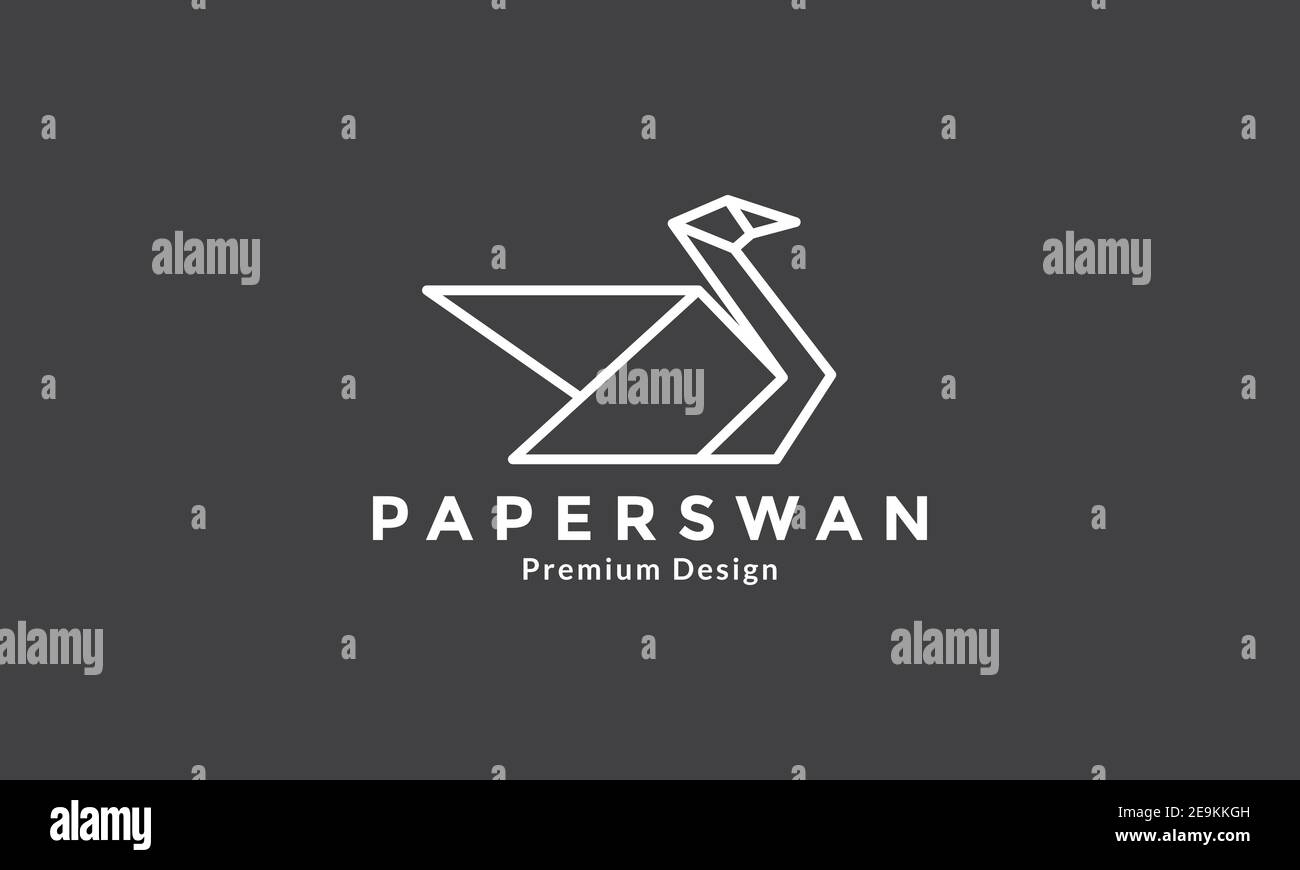 paper craft line bird animal swan logo vector icon symbol graphic ...