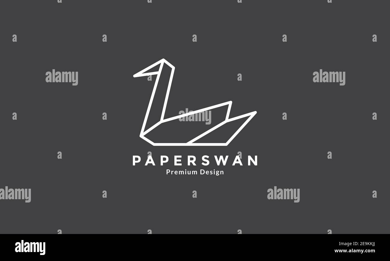 paper craft line bird animal swan logo vector icon symbol graphic ...