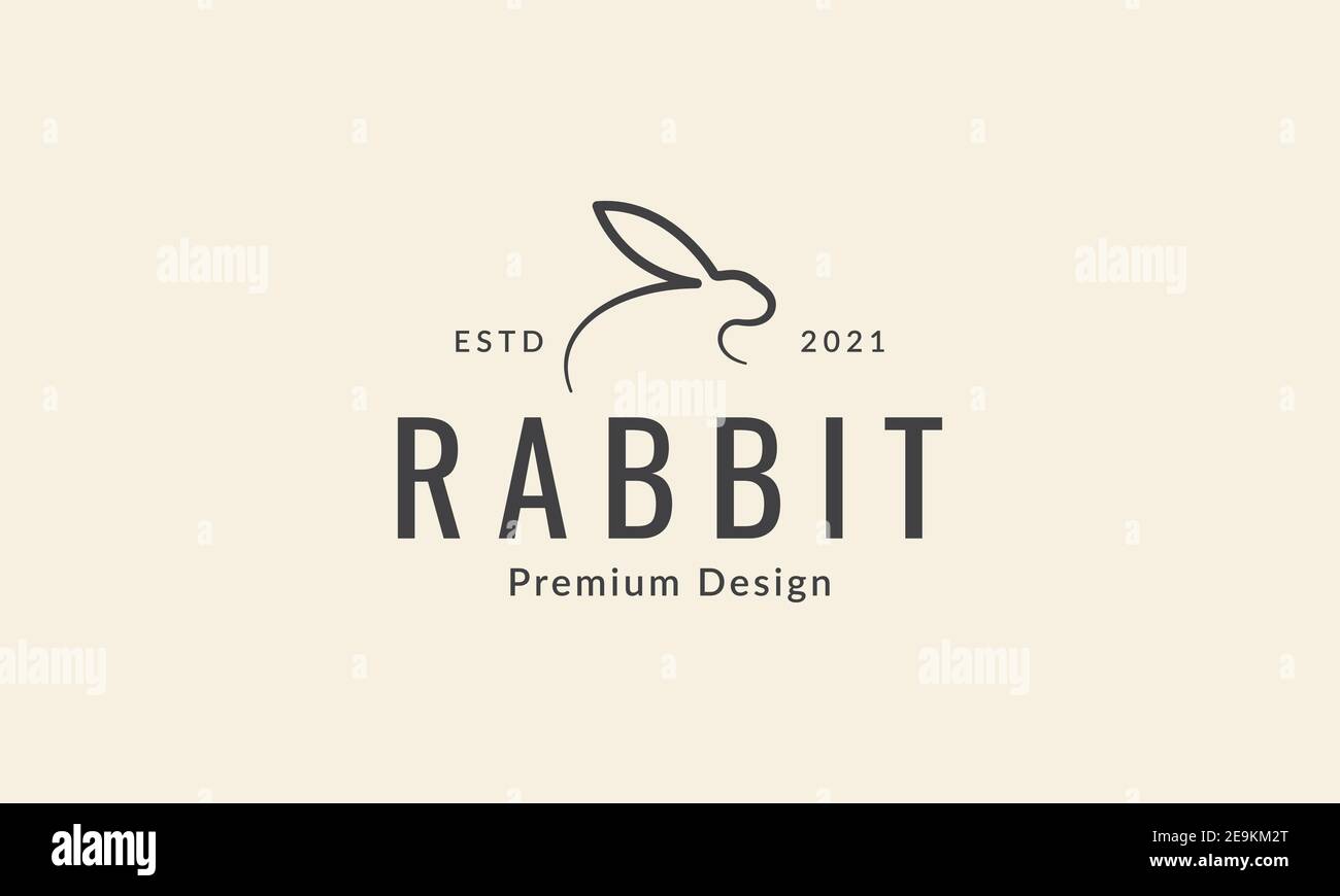 unique line art animal pets rabbit logo vector icon symbol graphic ...