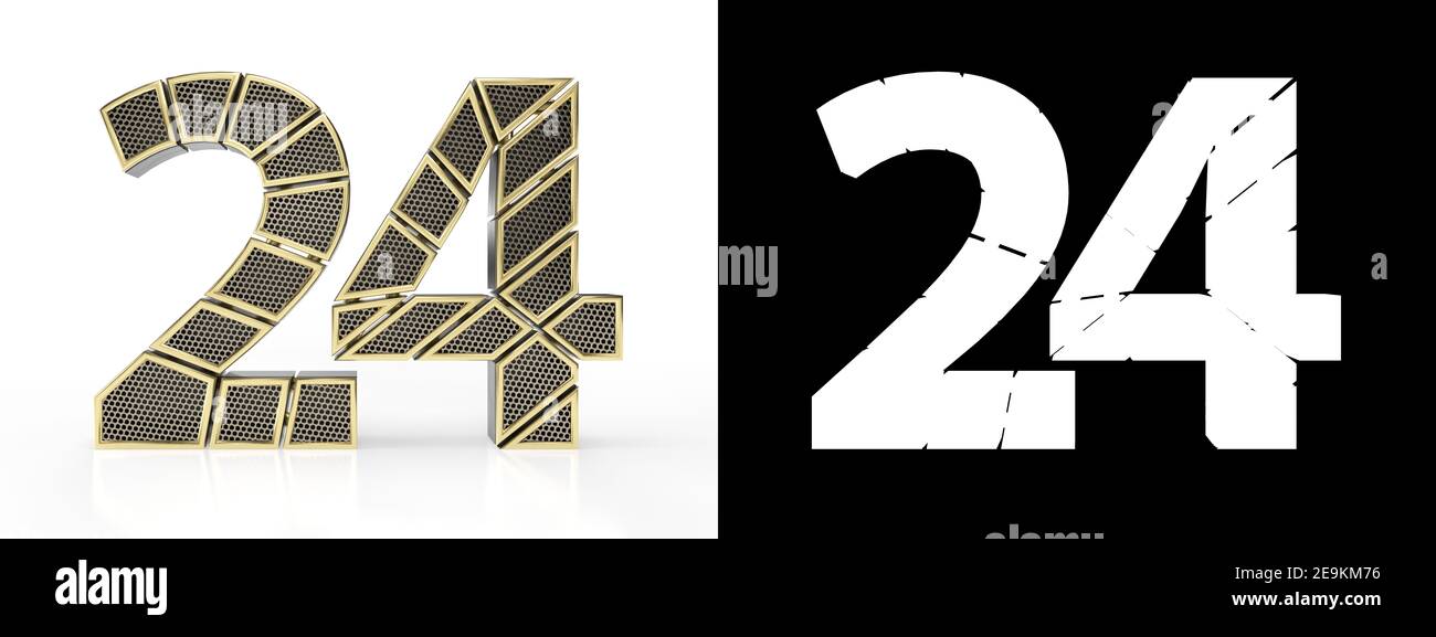 Gold number twenty-four (number 24) cut into perforated gold segments ...