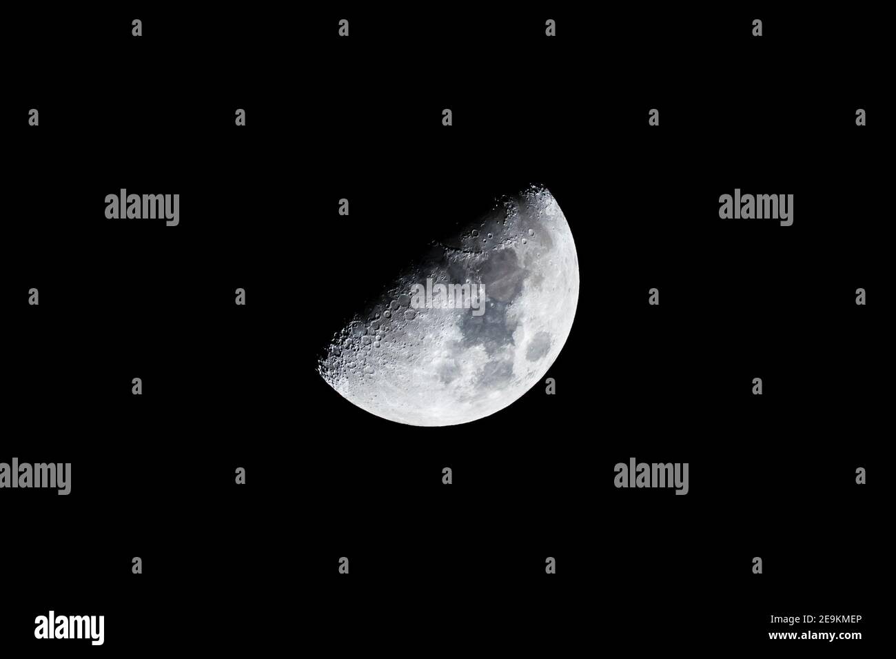 Waxing half moon during winter from north London, UK Stock Photo - Alamy