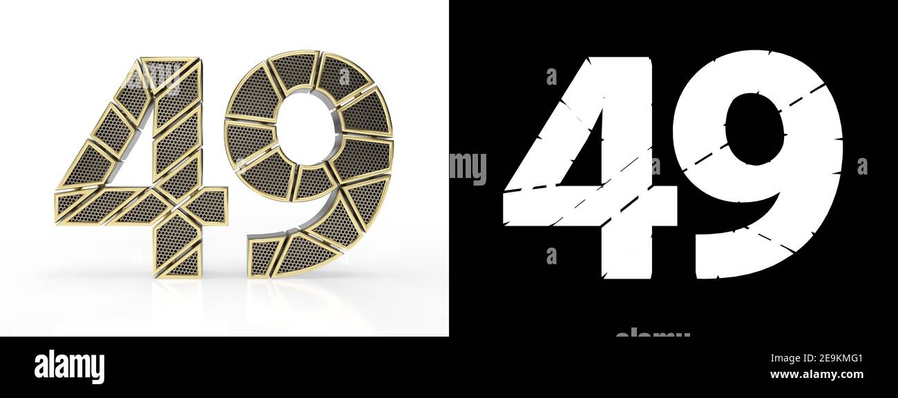 Gold number forty-nine (number 49) cut into perforated gold segments ...