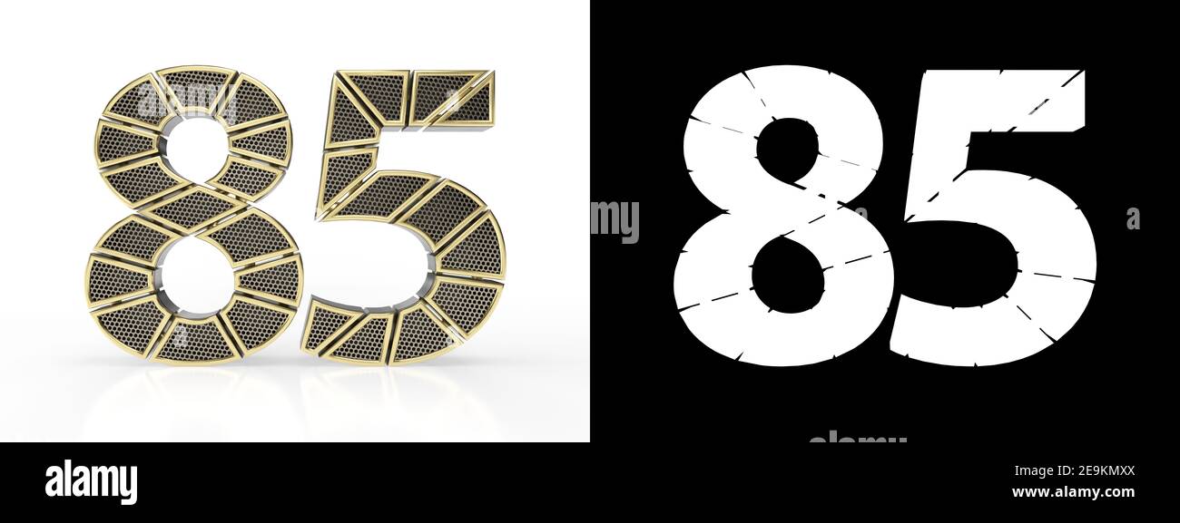 Gold number eighty-five (number 85) cut into perforated gold segments ...
