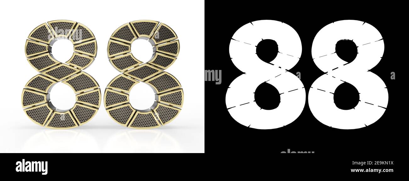 Gold number eighty-eight (number 88) cut into perforated gold segments ...