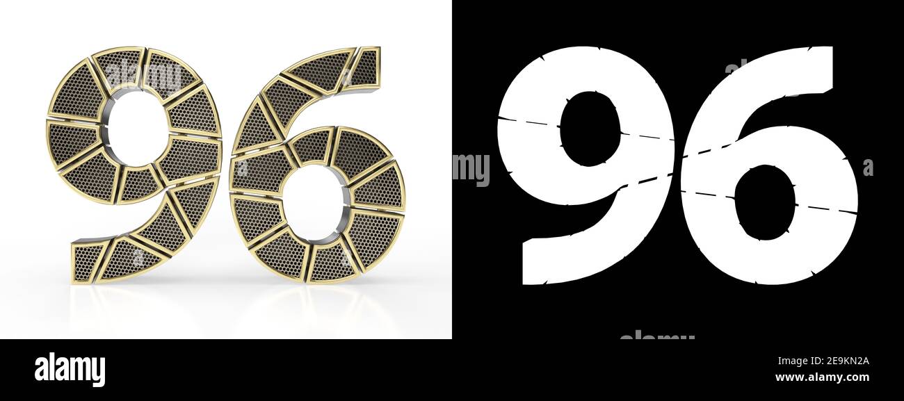 Gold number ninety-six (number 96) cut into perforated gold segments ...