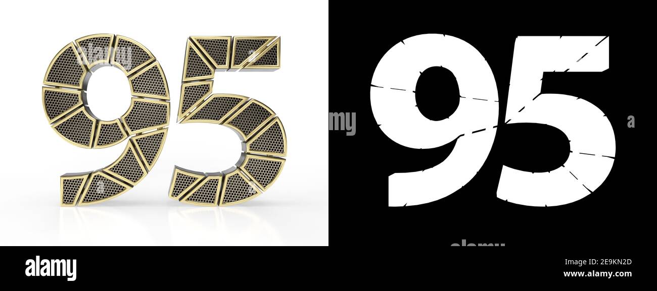 Gold number ninety-five (number 95) cut into perforated gold segments ...
