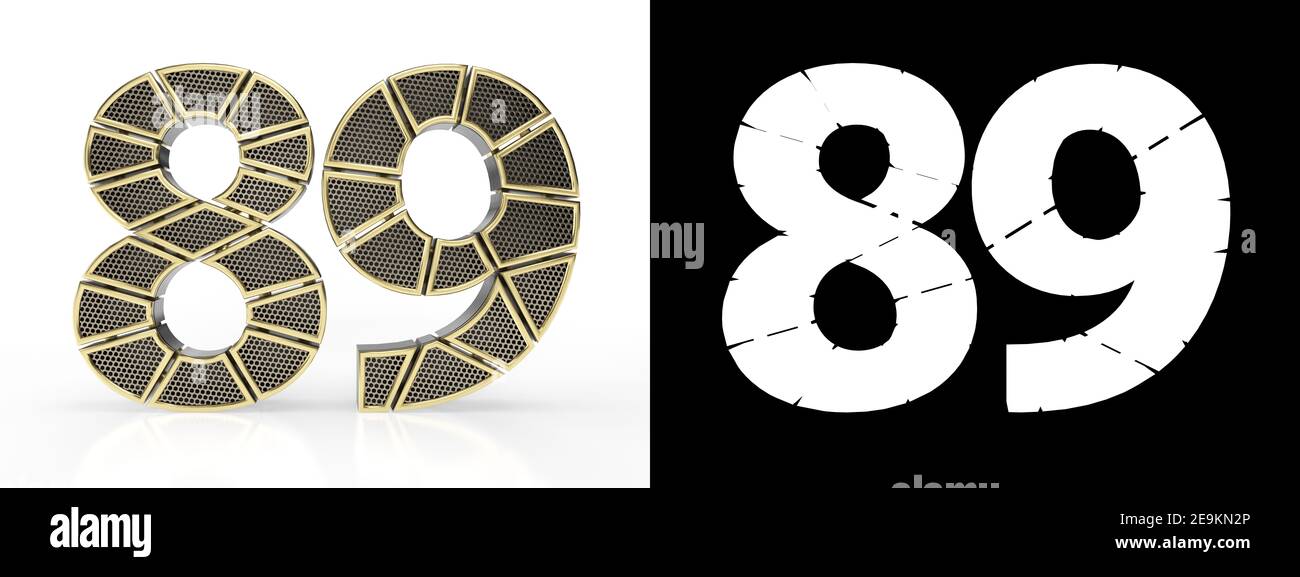 Gold number eighty-nine (number 89) cut into perforated gold segments ...