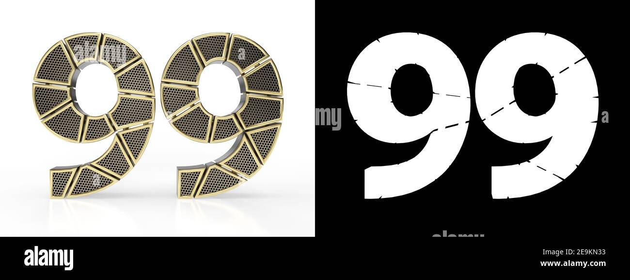 Gold number ninety-nine (number 99) cut into perforated gold segments ...