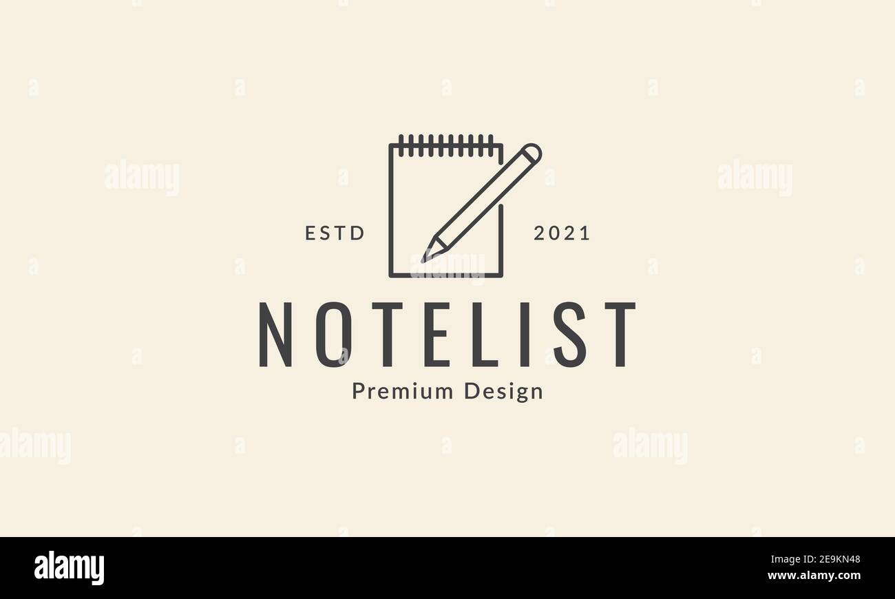 note pad book with pencil simple line logo vector icon symbol graphic ...
